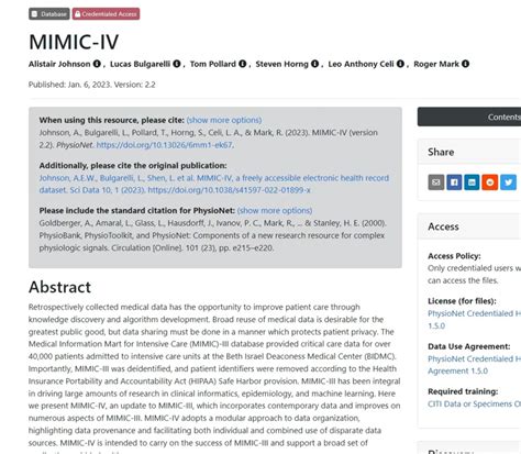Mimic Iv离线数据库22最新原版 诺维医学资料库
