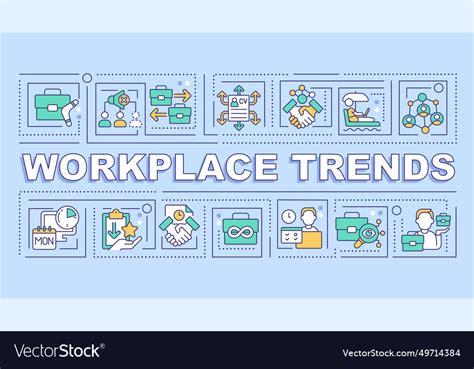 2d Workplace Trends Text With Creative Thin Line Vector Image
