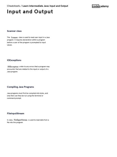 learn intermediate java input and output input and output