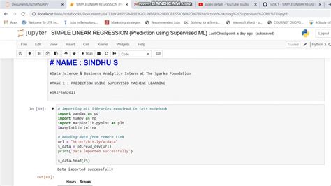 Task 1 Prediction Using Supervised Machine Learning Youtube