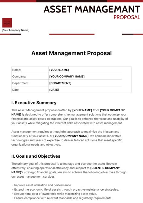 Free Asset Management Proposal Template To Edit Online