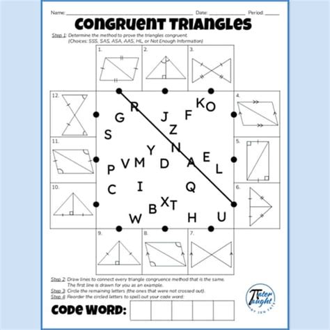 Congruent Triangles Sss Sas Asa Aas Hl Geometry Code Word Activity