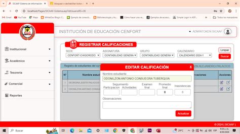 Tablas Deshabilitar Boton De Editar Nota De Un Registro De Calificaciones Con Javascript