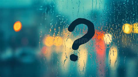 Question Mark Drawn On A Rain Covered Window Creating A Melancholic