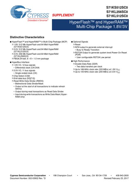 Infineon 512 Mbit Hyperflash 2b 64 Mbit Hyperram 3360504 Pdf