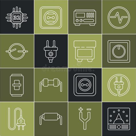 Set Line Ampere Meter Multimeter Voltmeter Electric Plug Light Switch Electrical Measuring