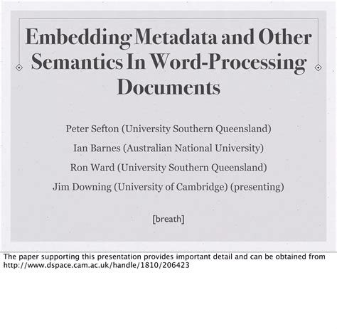 Embedding Metadata In Word Processing Documents Pdf