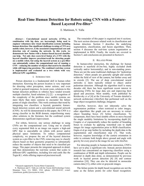 Pdf Real Time Human Detection For Robots Using Cnn With A Feature Based Layered Pre Filter