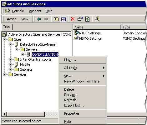 AD Move Server Objects Between Sites