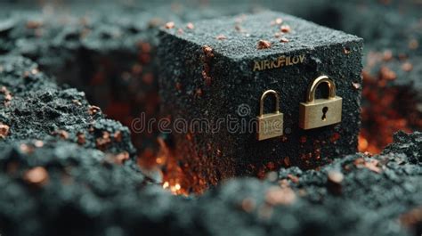3d Cube Surrounded By Firewall With Locks For Data Security