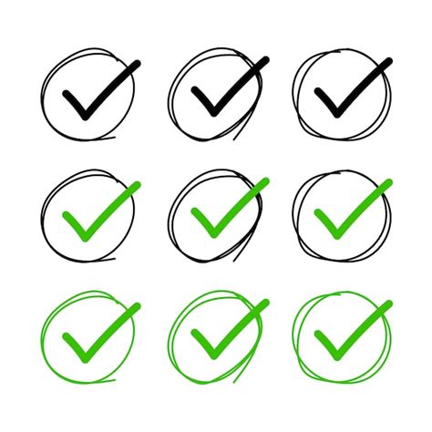 Premium Vector Doodle Circles Check Marks Set Multiple Colours