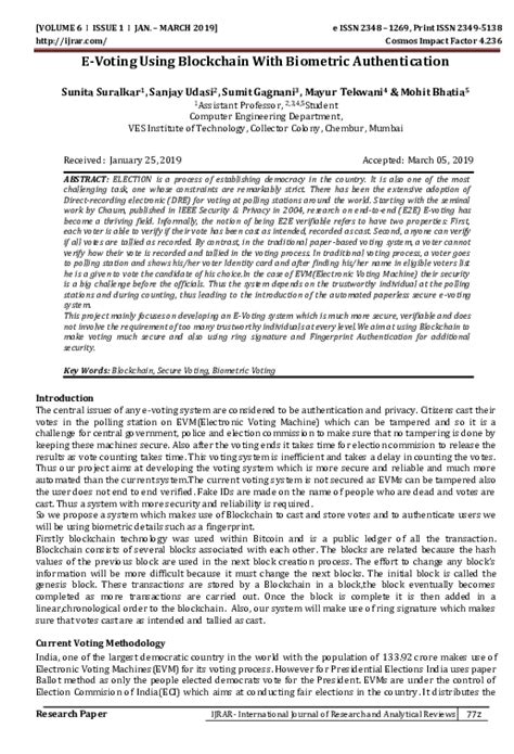 pdf e voting using blockchain with biometric authentication