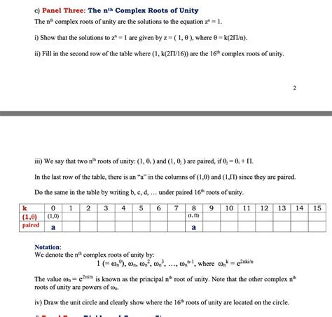 solved c panel three the nth complex roots of unity the