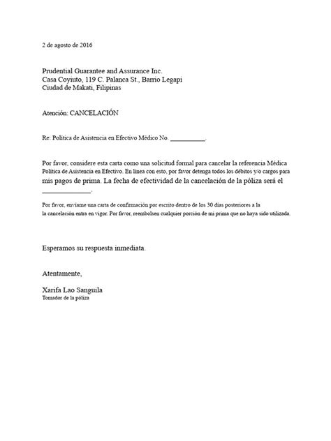 Carta De Cancelación Pdf