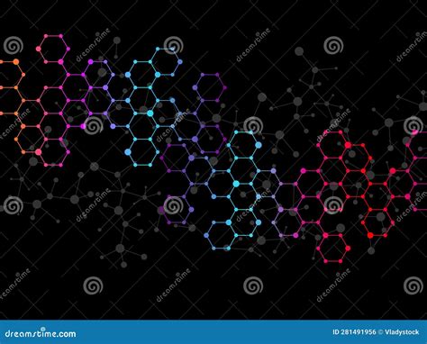 Abstract Hexagonal Molecules Molecular Structure Of Dna Technology Background Stock Vector
