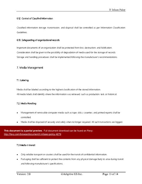 It Infosec Policy Word Template