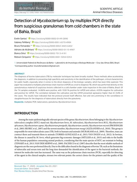 Pdf Detection Of Mycobacterium Sp By Multiplex Pcr Directly From Suspicious Granulomas From