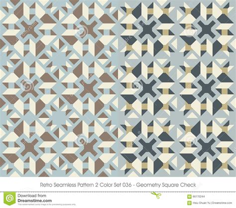 Retro Seamless Pattern 2 Color Set 036 Geometry Square Check Stock Vector Illustration Of