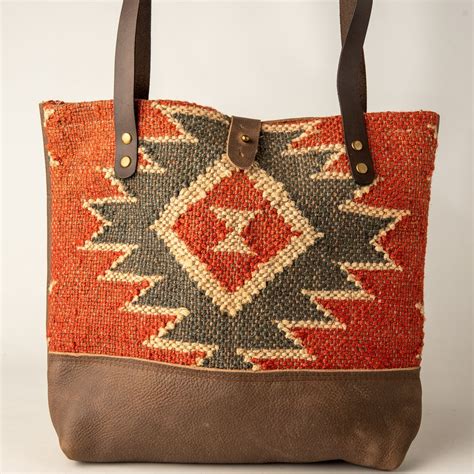 Kilim Tote Bag Kilim And Kodiak Leather Tote Handmade By Frankie And