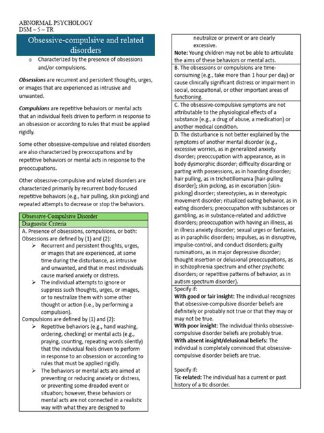 Obsessive Compulsive And Related Disorders Final Pdf Obsessive Compulsive Disorder Mental