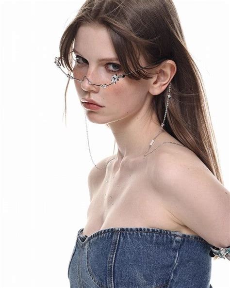Simple Lensless Decoration Glasses メガネチェーン チェーン ジルコニア
