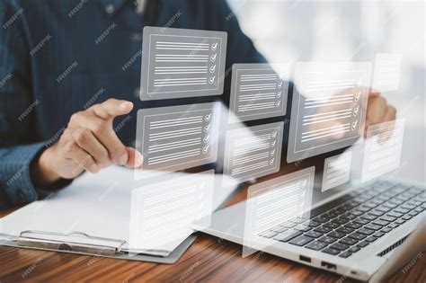 Premium Photo Document Management System Concept Business Man Using Computer Folder And