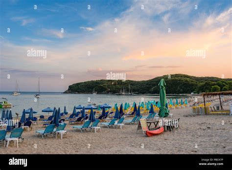 Panoramic View Of The Amazing Beach Of Valtos At Sunset It Is One Of