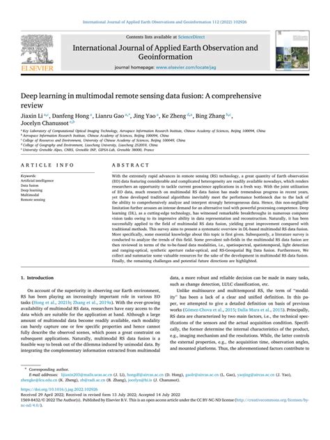 Pdf Deep Learning In Multimodal Remote Sensing Data Fusion A