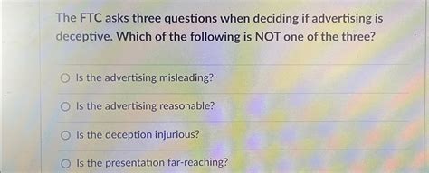 solved the ftc asks three questions when deciding if