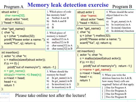 Solved Which Piece Of Code Has Memory Leak A Neither A Nor Chegg
