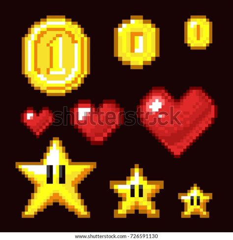 Video Game 8 Bit Assets Isolated Stock Vector Royalty Free 726591130