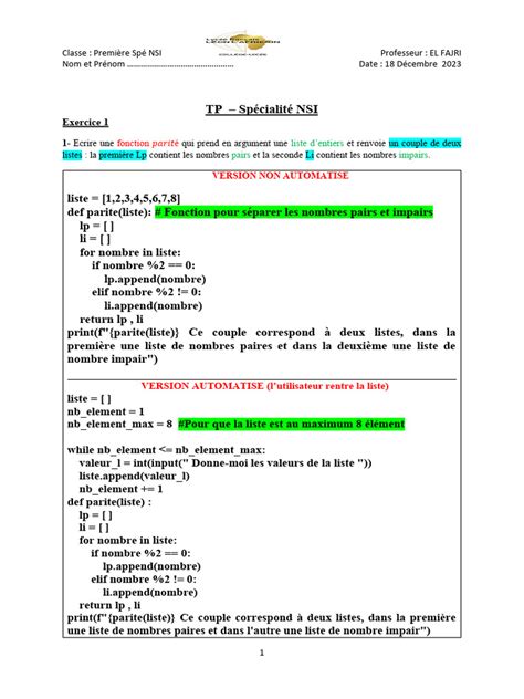 Tp Python Nsi Pdf