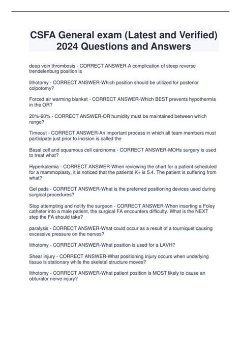 CSFA General Exam Latest And Verified Questions And Answers CSFA Stuvia US