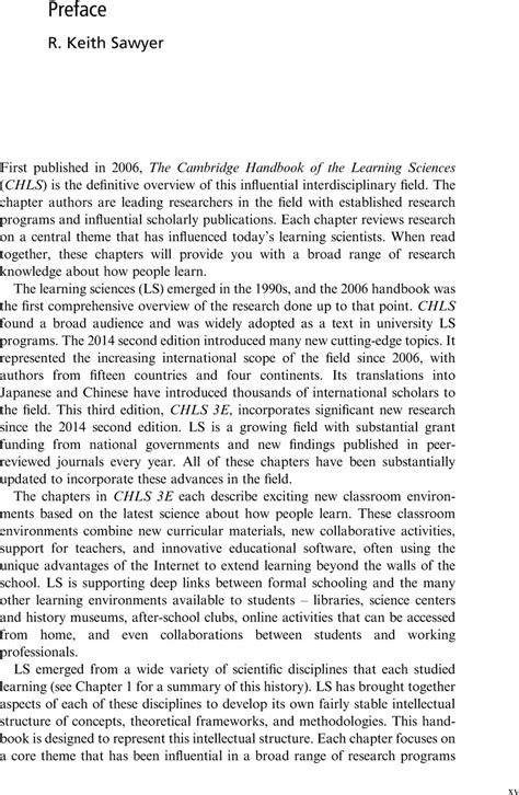 Preface The Cambridge Handbook Of The Learning Sciences