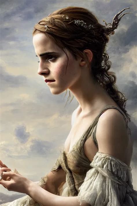 Emma Watson As A Nymph Full Body Oil On Canvas Stable Diffusion