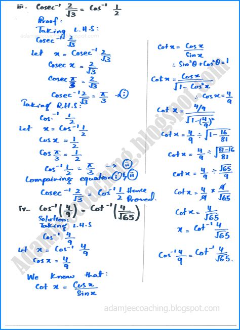 Adamjee Coaching Graphs Of Trigonometric And Inverse Trigonometric Functions Exercise 12 4