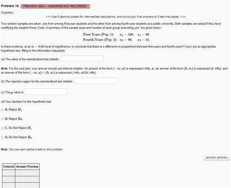 solved problem 16 preview only answers not recorded 5
