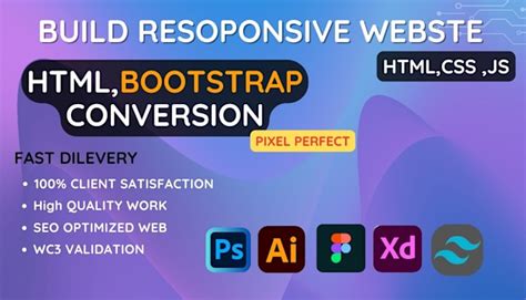 develop website convert psd figma ai xd sketch to html tailwind css