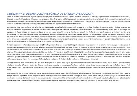Todos Los Tp Y Apuntes De Neuro Capítulo Nº 1 Desarrollo HistÓrico De La NeuropsicologÍa Como