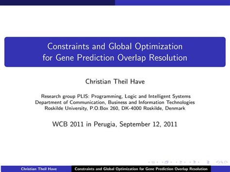 Constraints And Global Optimization For Gene Prediction Overlap