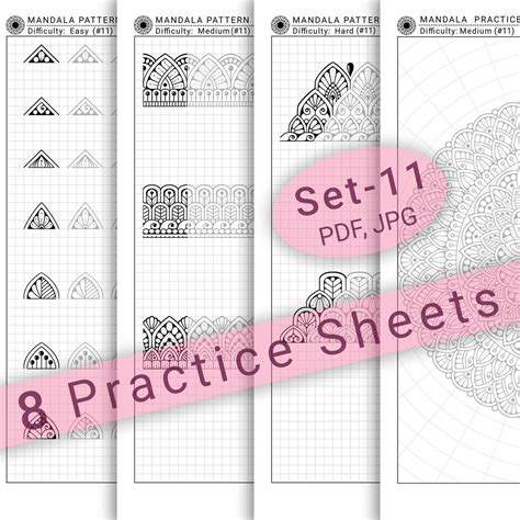 8 Mandala Practice Sheets Set 11 In PDF For Mandala Practice And