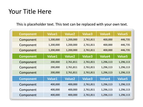 PowerPoint Slide Table Diagram Multicolor Sectors TG CrystalGraphics