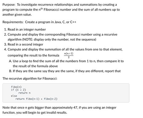 Solved Purpose To Investigate Recurrence Relationships And