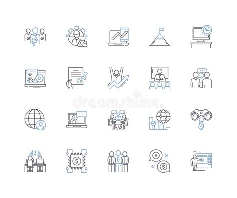 Goal And Objective Line Icons Collection Ambition Plan Target