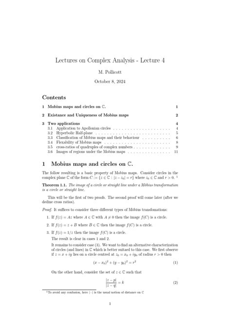 Complexanalysis Lecture4 2024 Pdf Classical Geometry Mathematical