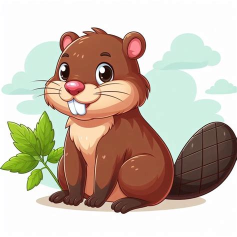 아름다운 귀여운 비버 터 만화 일러스트레이션 프리미엄 벡터 아름다운 귀여운 비버 터 만화 일러스트레이션 프리미엄 벡터