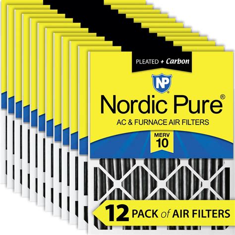 Nordic Pure 20x20x2 Pleated Air Filters Merv 10 Pleated Plus Carbon 12