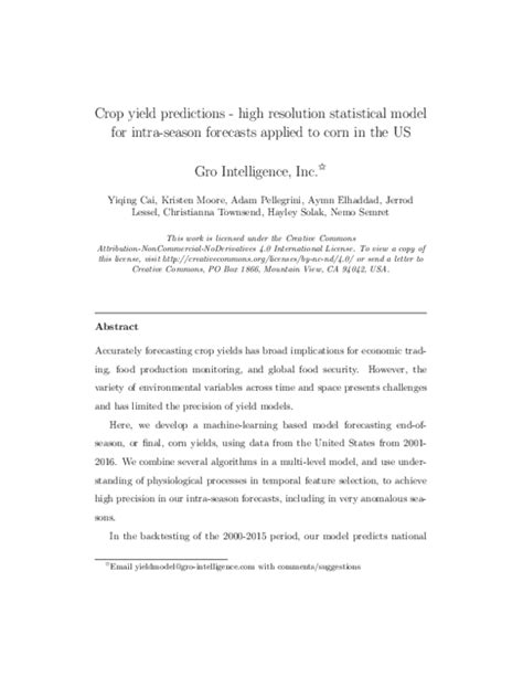 Pdf Crop Yield Predictions High Resolution Statistical Model For