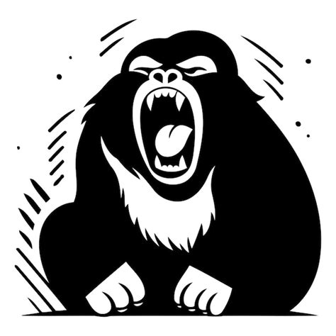 Разгневанная горилла Векторная иллюстрация гориллы в стиле мультфильма Премиум векторы