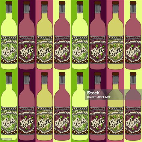 클리핑 마스크로 만든 와인 병 젠틀링 패턴 벡터 일러스트레이션은 배경 웹 디자인 표면 텍스처 및 기타 공예품에 사용할 수